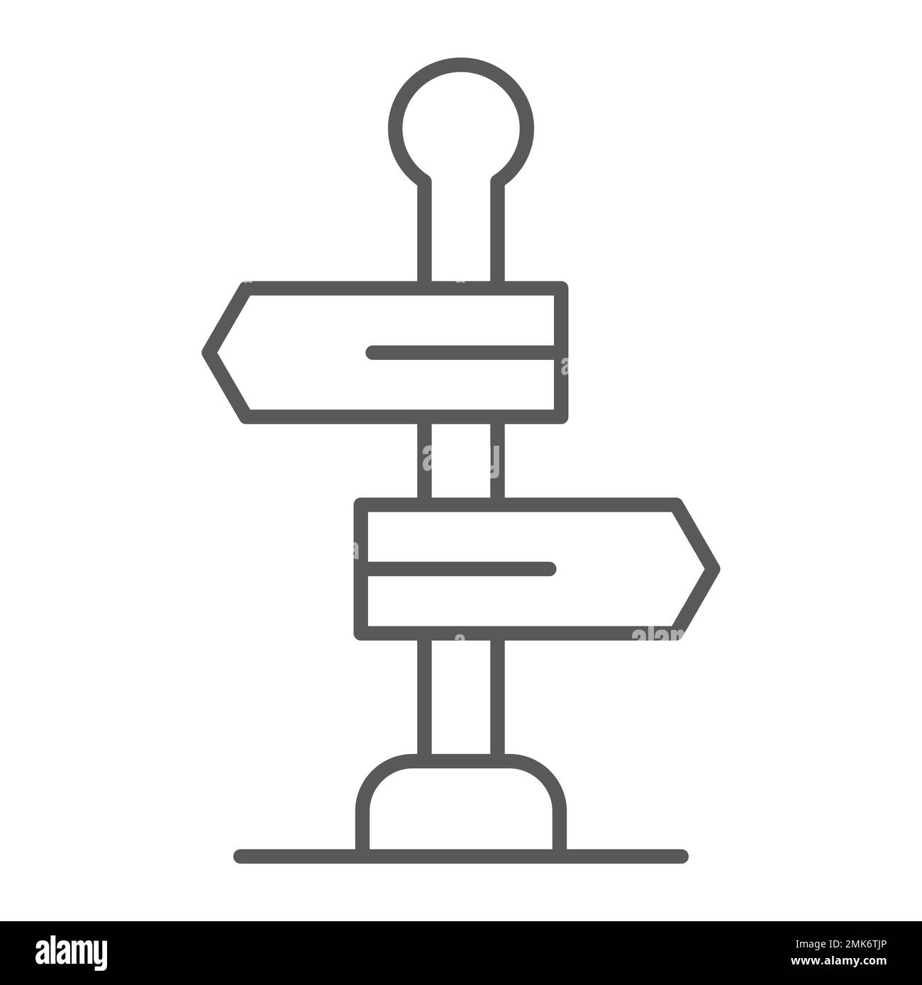Signpost thin line icon, way and direction, guidepost sign, vector ...