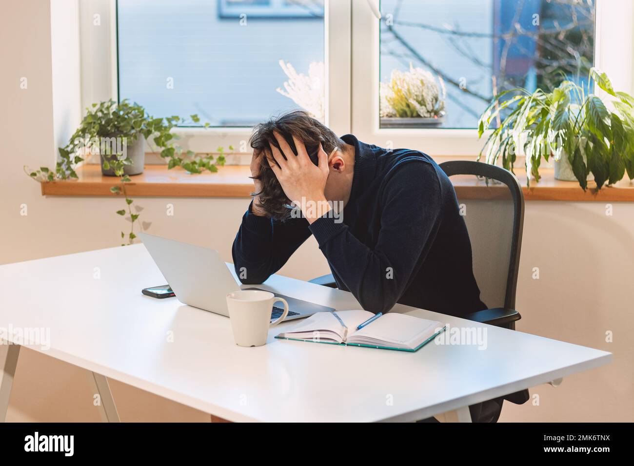 Ambitious brown-haired entrepreneur is frustrated with his quarterly ...