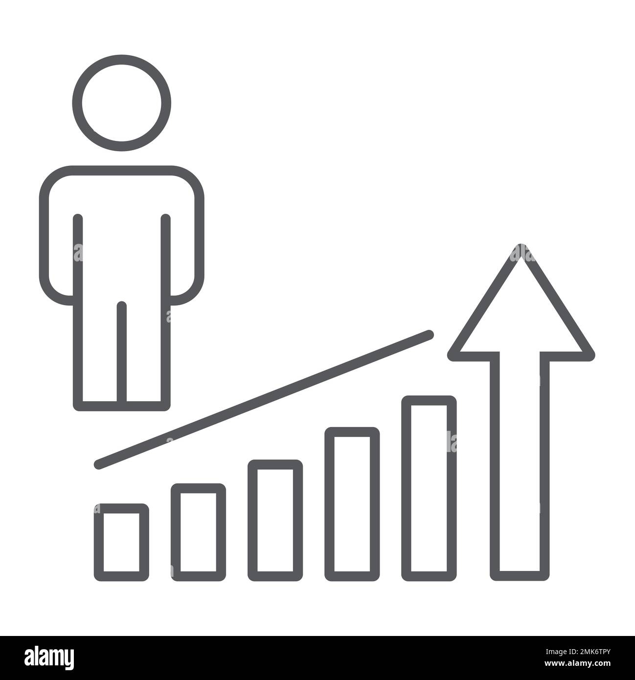 Career rise thin line icon, work and progress, person success sign ...