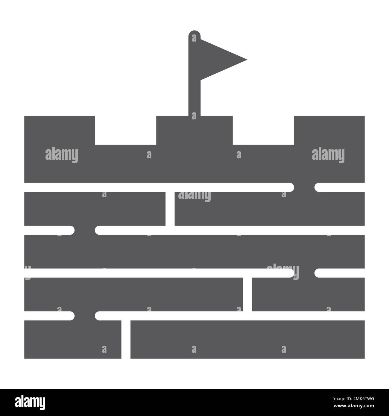 Wallglyph icon, game and flag, brick wall sign, vector graphics, a ...