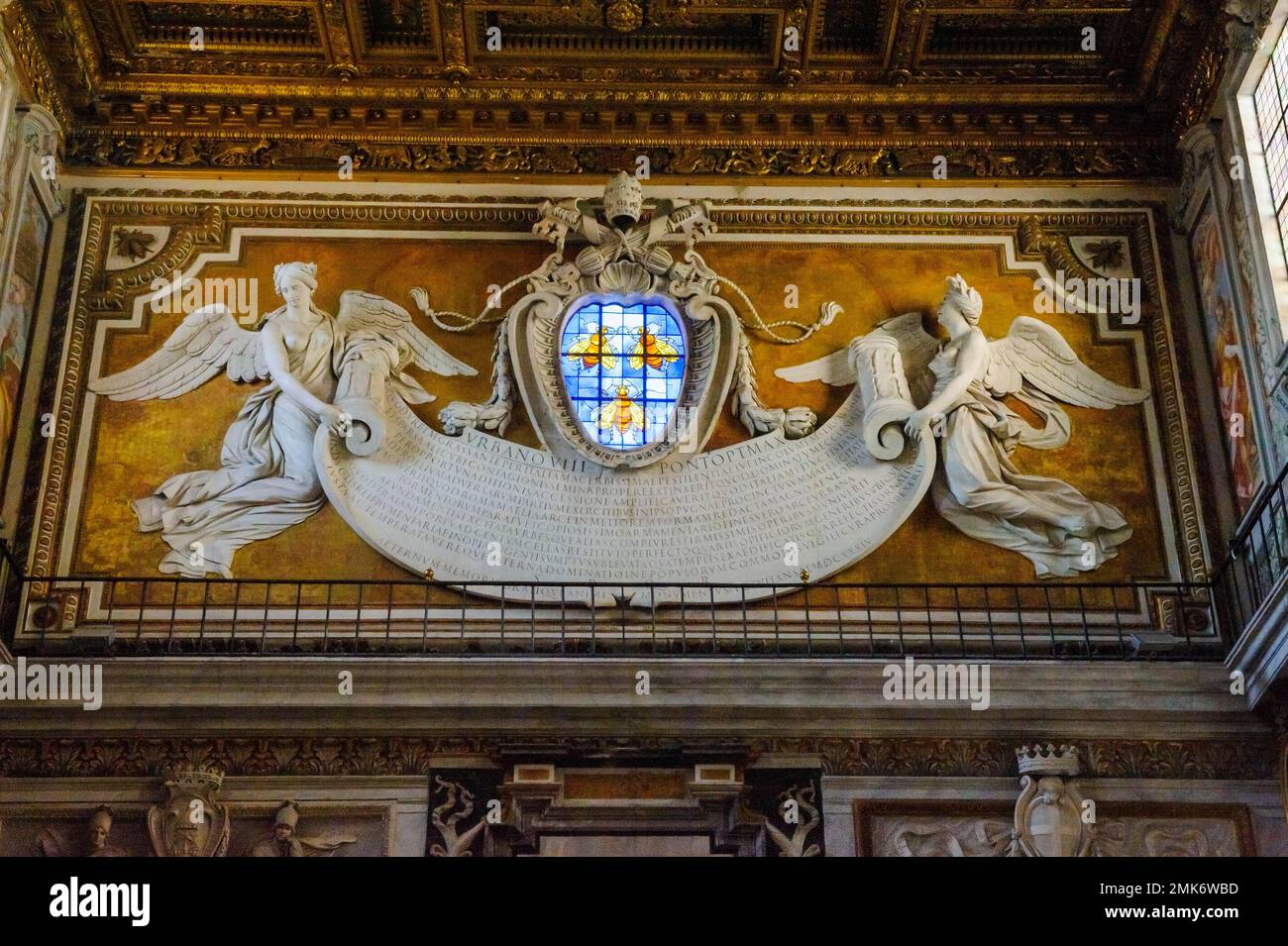 Glass window Papal coat of arms Emblem of Pope Urban VIII Church of ...