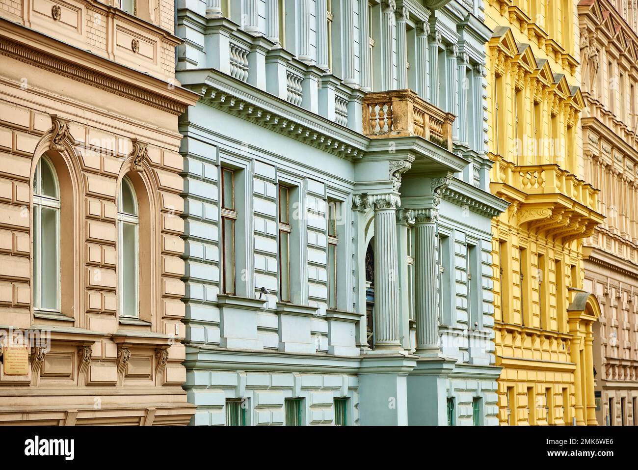 Colorful facades of historical buildings in Prague Stock Photo - Alamy