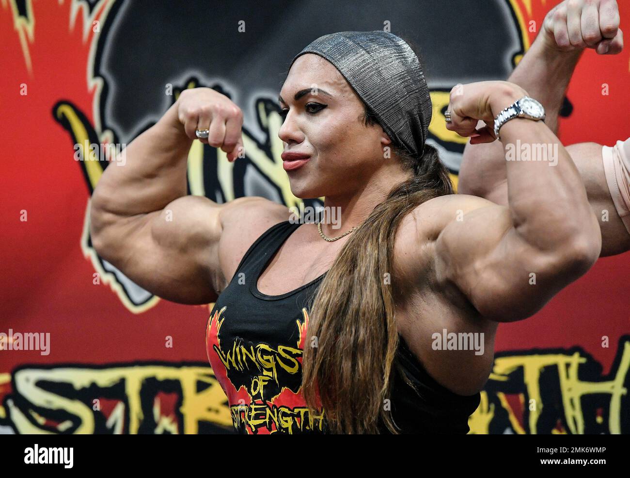 Female bodybuilder Natalyia Kuznetsova shows her muscles at the world's ...