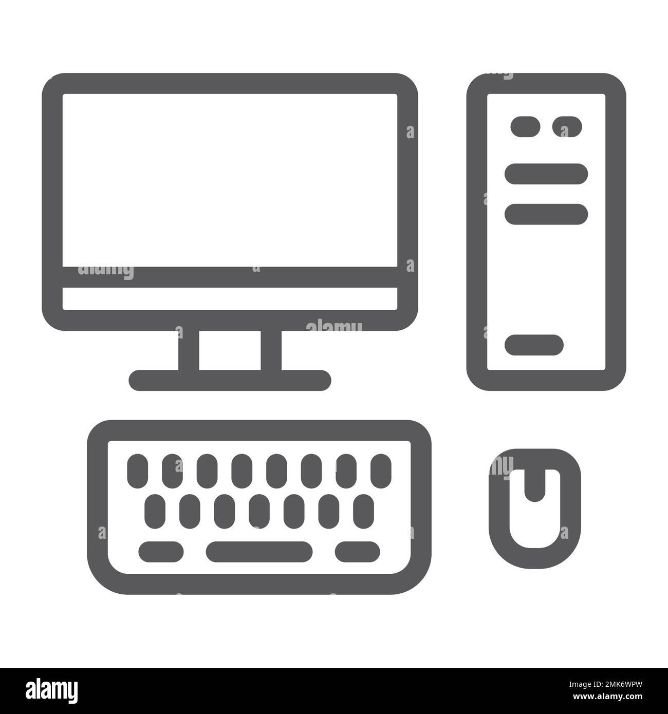 Pc line icon, technology and computer, desktop sign, vector graphics, a linear pattern on a ...
