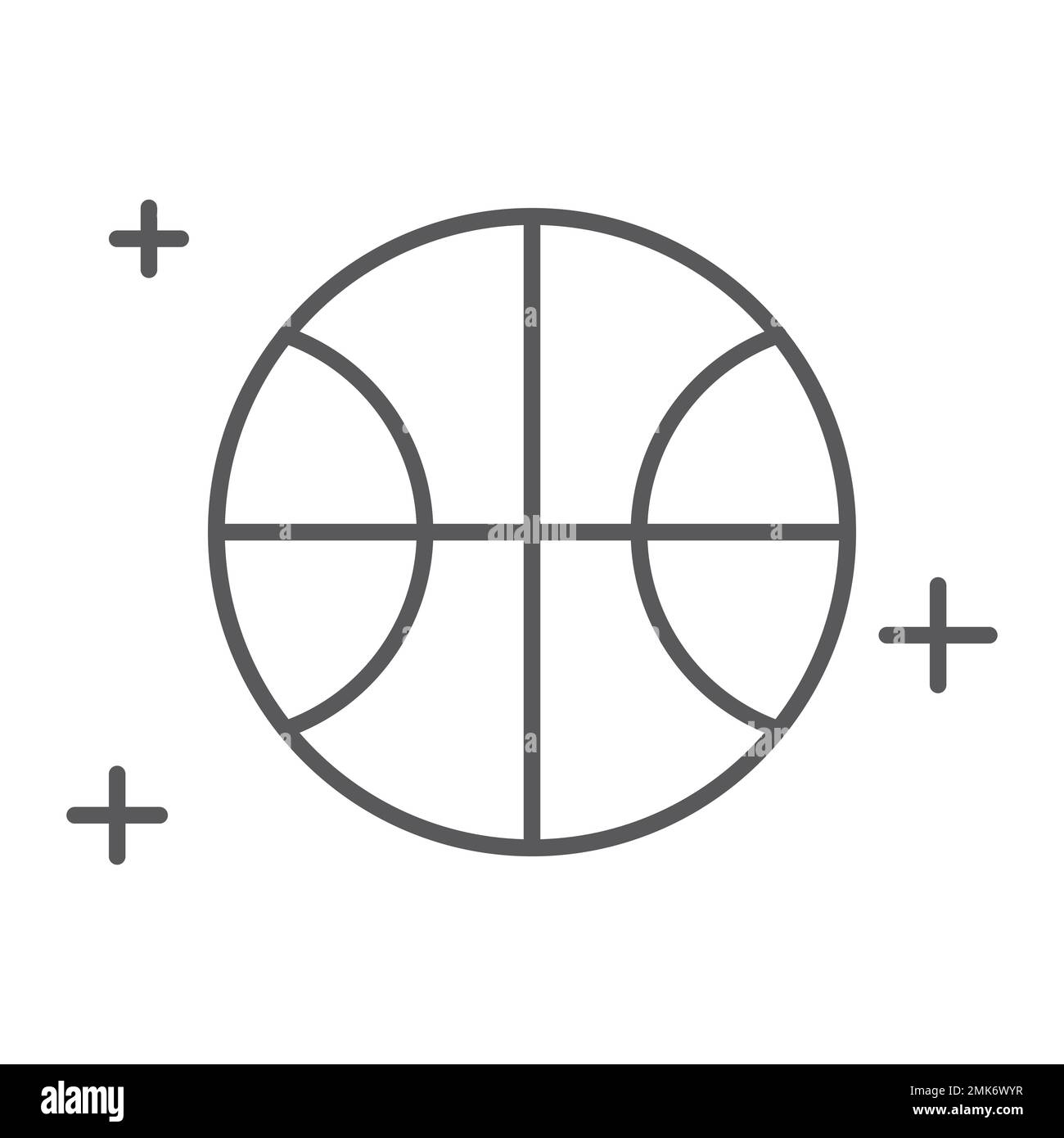 Sport game thin line icon, game and play, ball sign, vector graphics, a ...