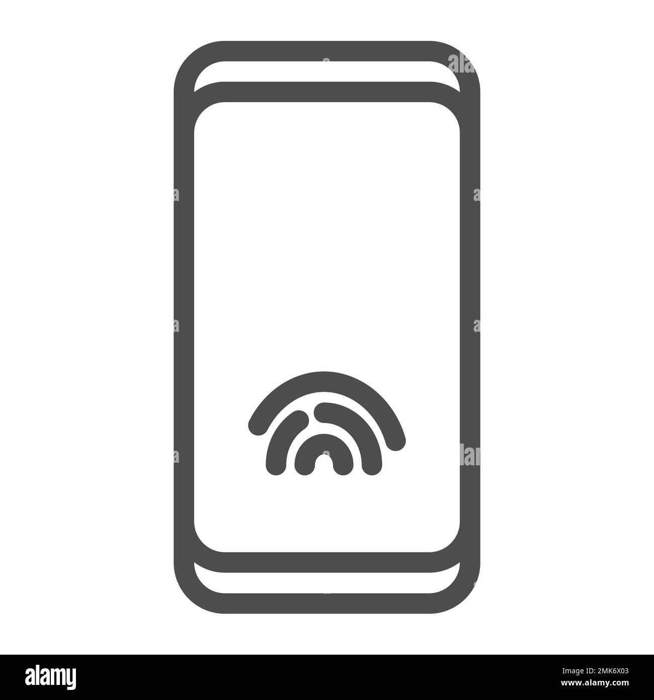 Smartphone with fingerprint sensor line icon, technology and ...