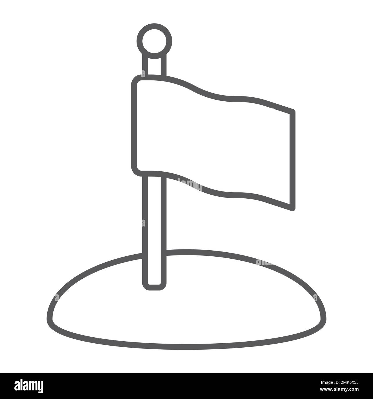Flag thin line icon, game and pointer, flagpole sign, vector graphics ...