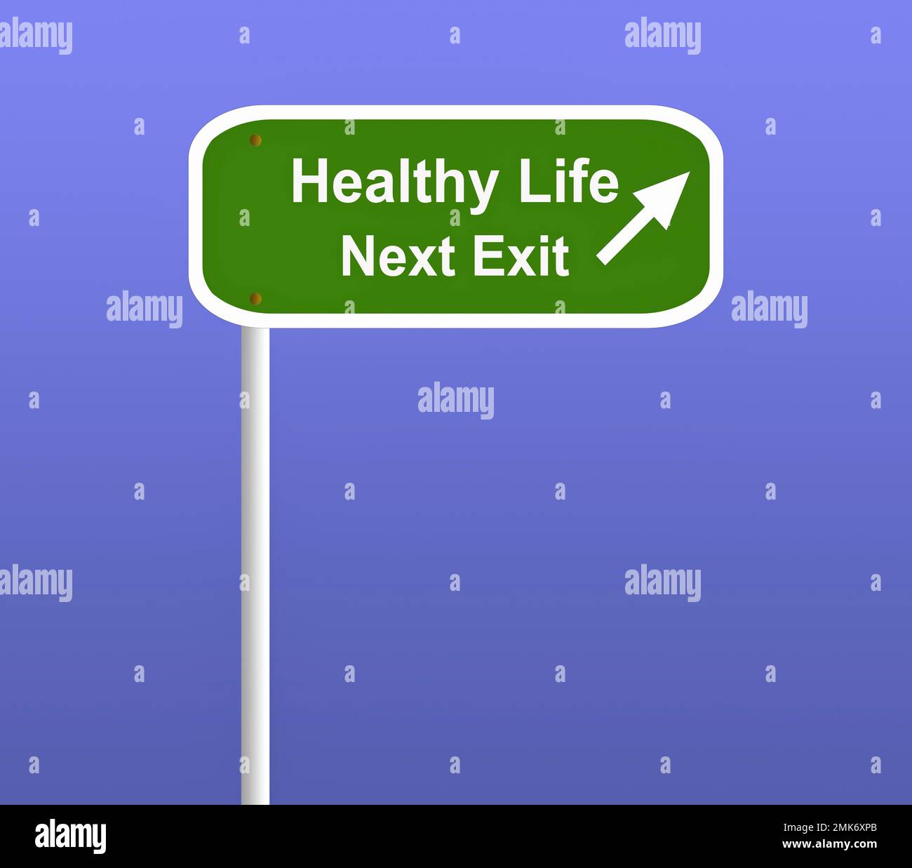 Illustration of a green sign with Healthy Life Next Exit Stock Photo ...