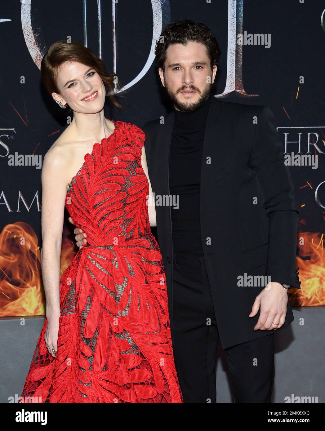 Actors Kit Harington, right, and wife Rose Leslie attend HBO's "Game of ...