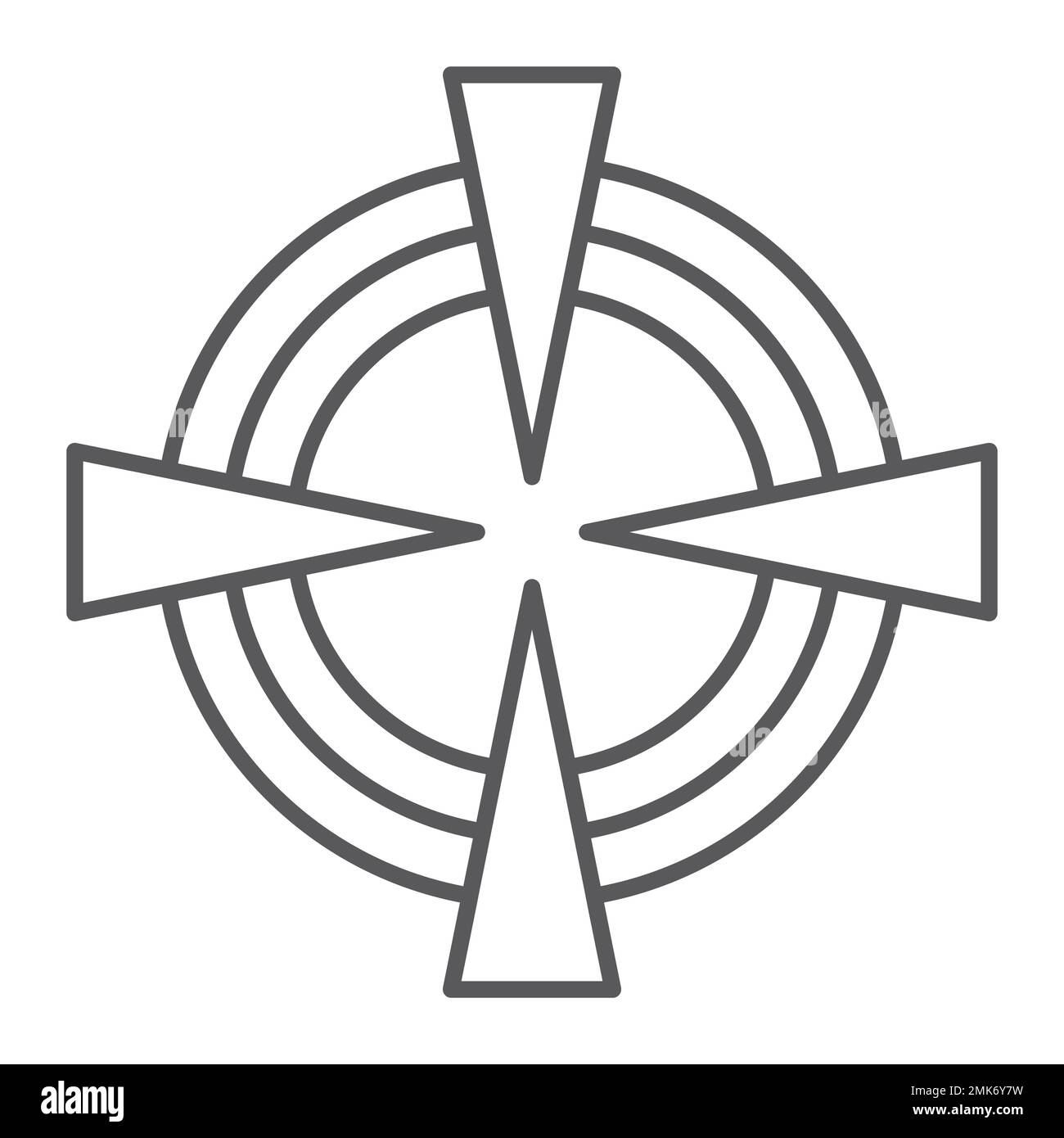 Target thin line icon, game and aim, focus sign, vector graphics, a ...