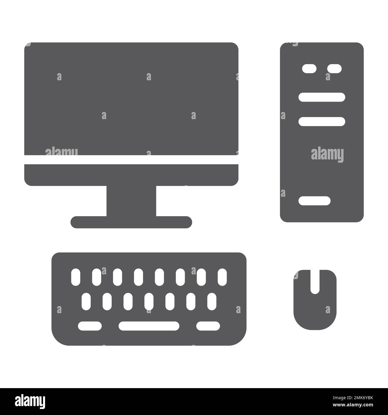 Pc glyph icon, technology and computer, desktop sign, vector graphics, a solid pattern on a ...