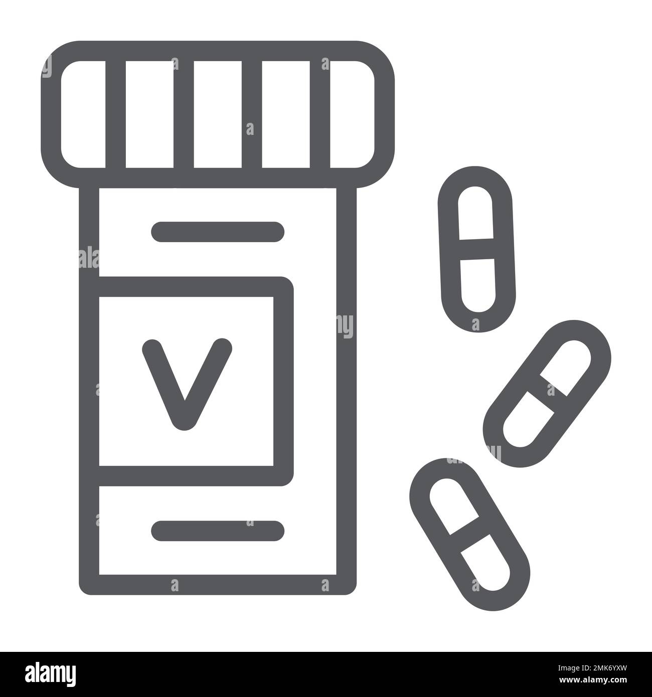Vitamins bottle line icon, health and pharmacy, pills sign, vector ...