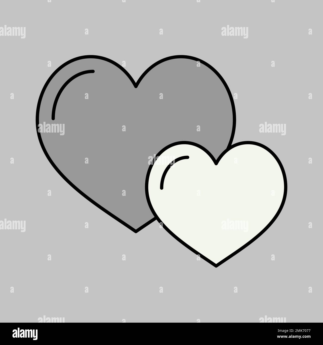 Two heart isolated glyph icon. Valentine day symbol. Vector ...