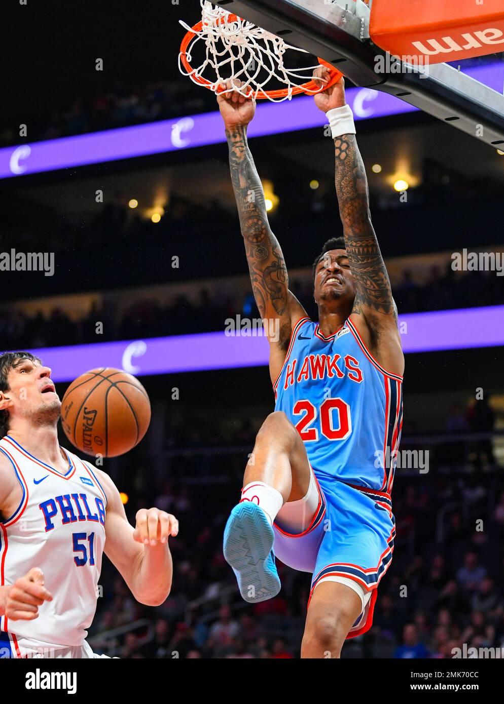 Atlanta Hawks forward John Collins (20) dunks on Philadelphia 76ers ...