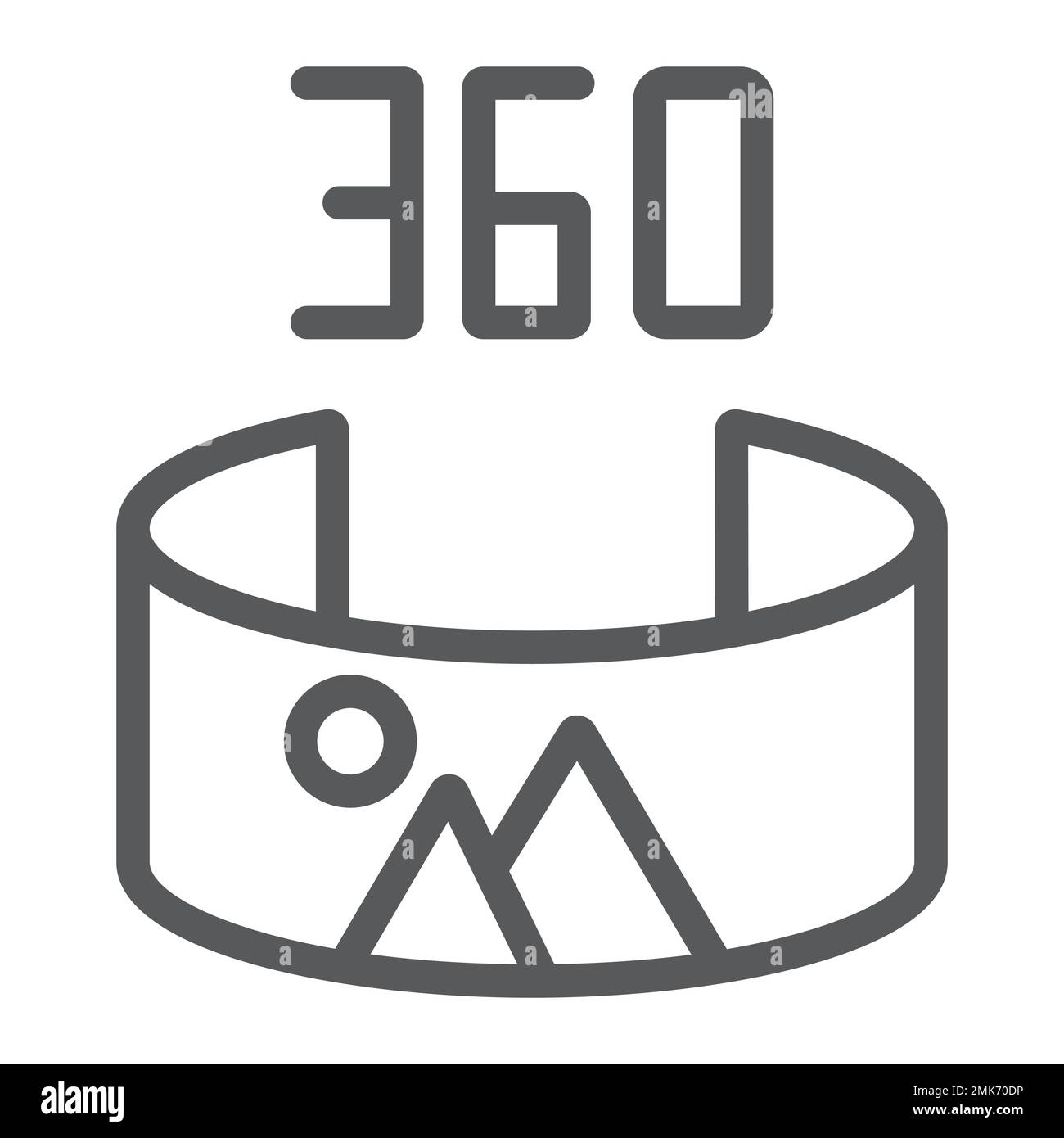 Panorama view line icon, panoramic and rotation, 360 degree sign ...