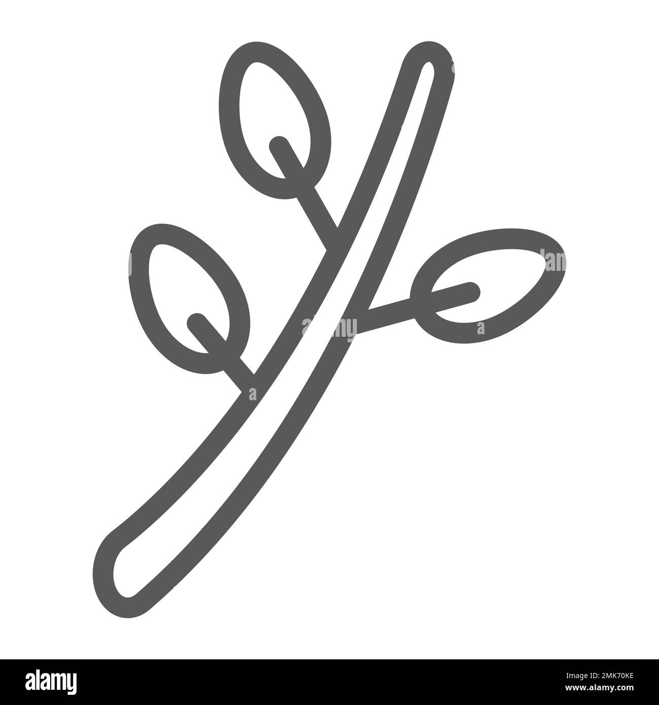Willow line icon, spring and botany, plant sign, vector graphics, a ...