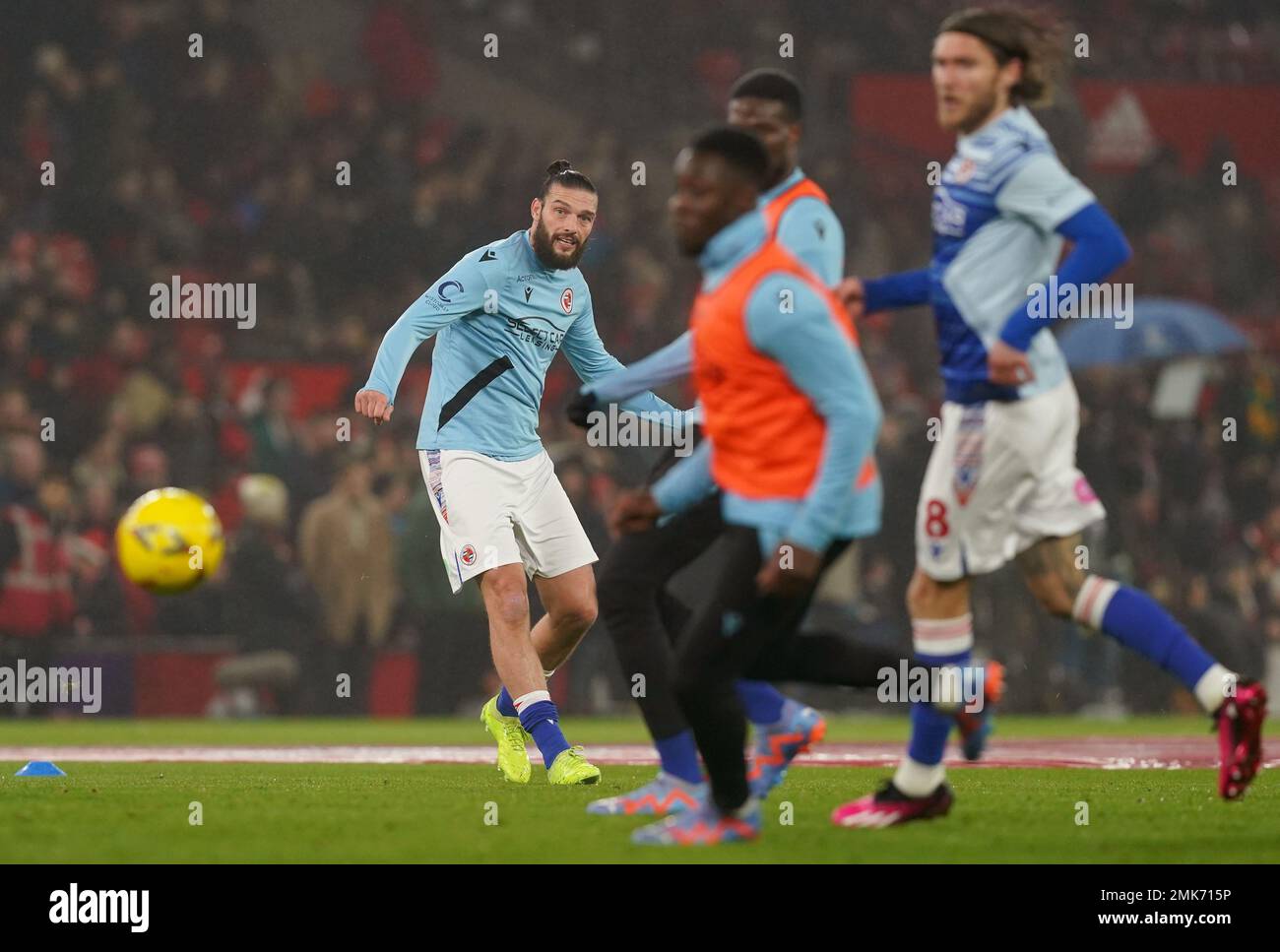 Reading's Andy Carroll (centre) warming up before the Emirates FA Cup ...