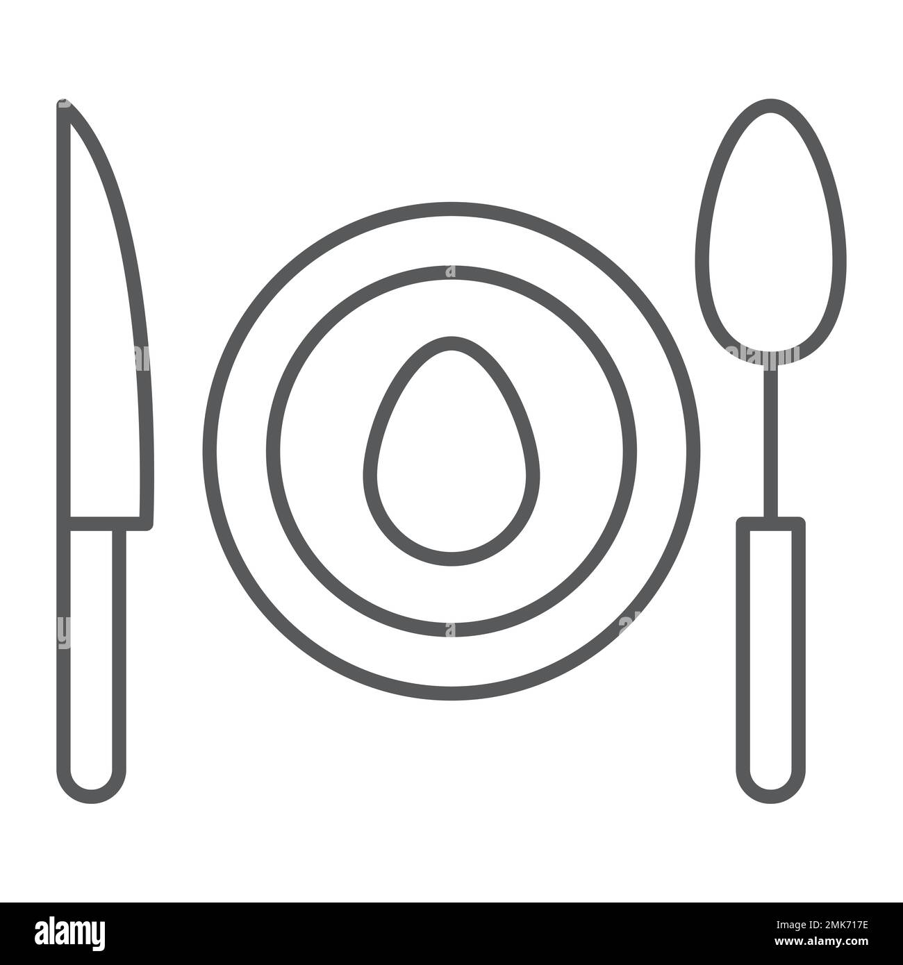 Dinner thin line icon, food and dishware, plate sign, vector graphics ...