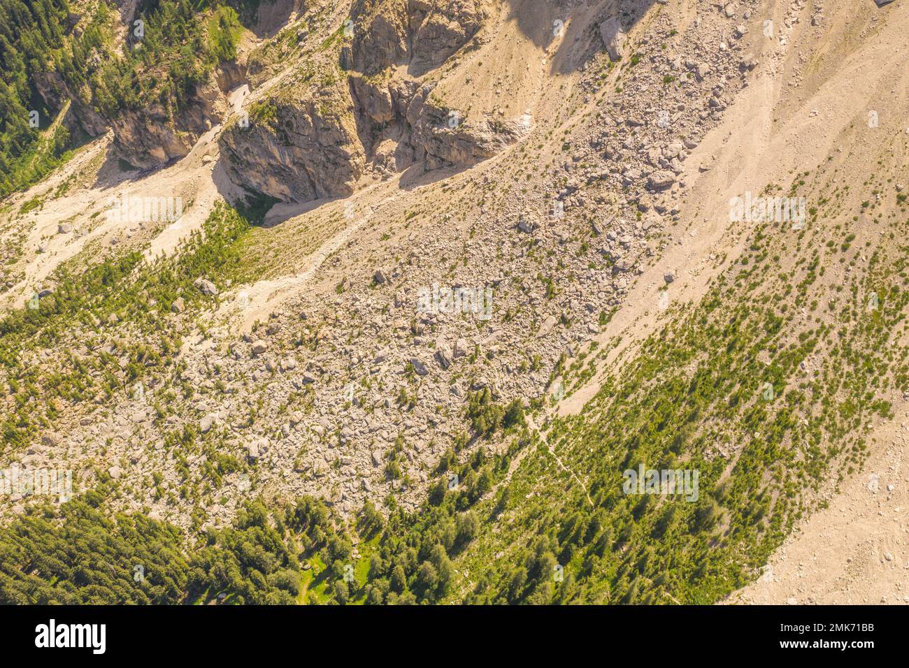 Drone photography of mountain rock slide during summer day Stock Photo ...