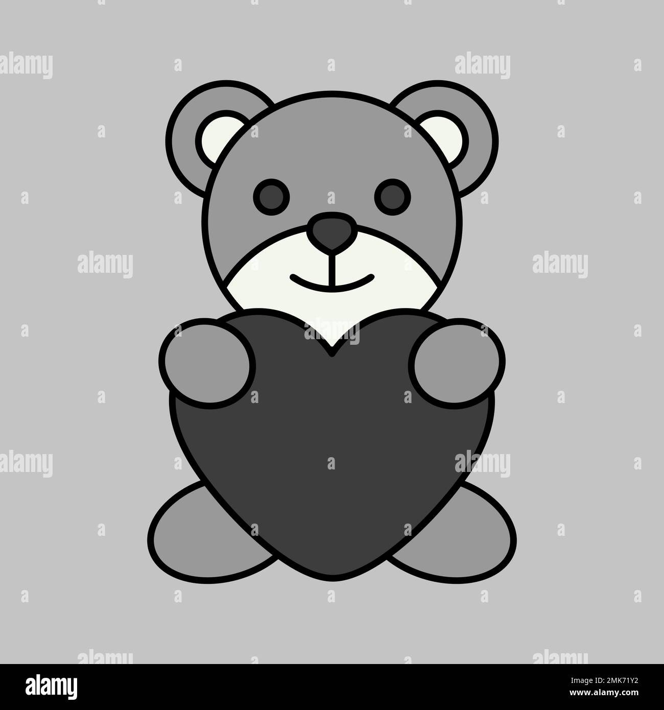 Teddy holding in the paws of big heart glyph icon. Valentine day symbol ...