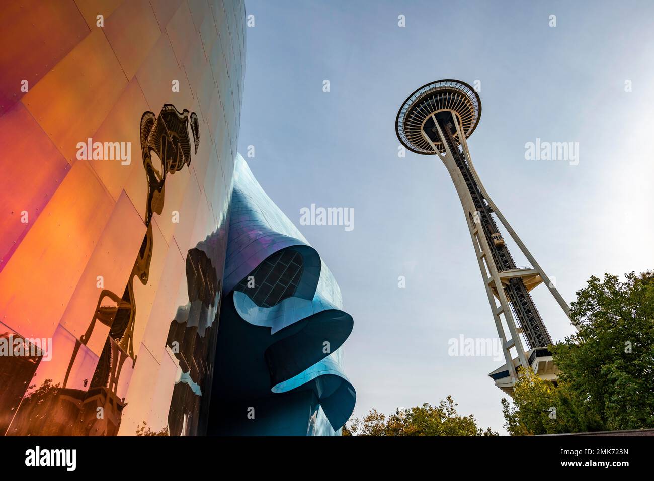Corrugated coloured exterior facade of the Museum of Pop Culture, MoPOP ...