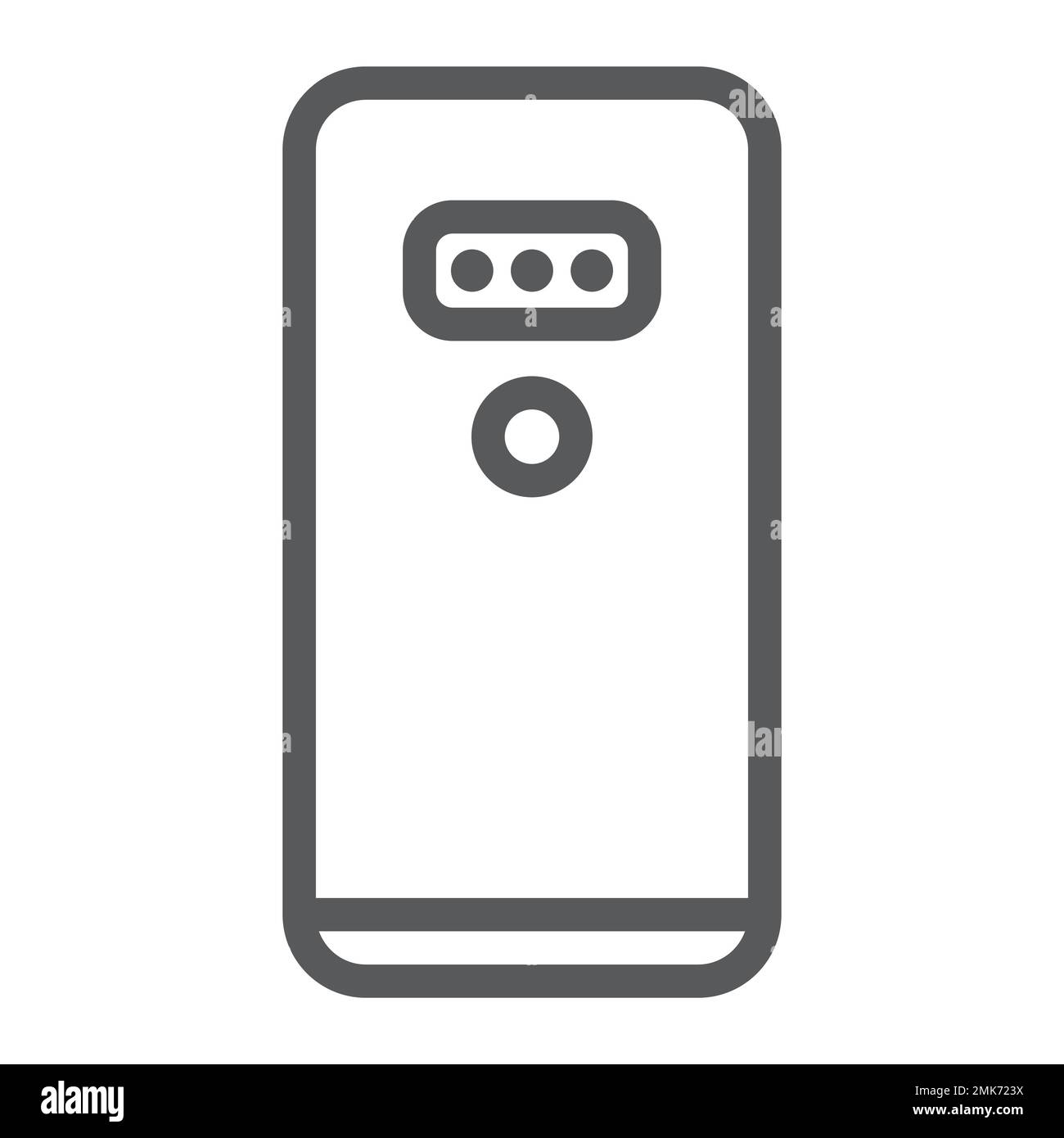 Smartphone with three camera line icon, gadget and communication ...