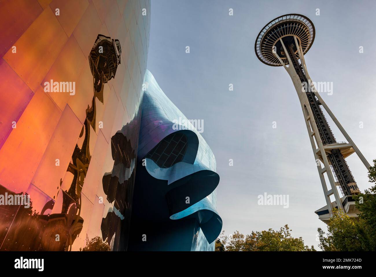 Corrugated coloured exterior facade of the Museum of Pop Culture, MoPOP ...