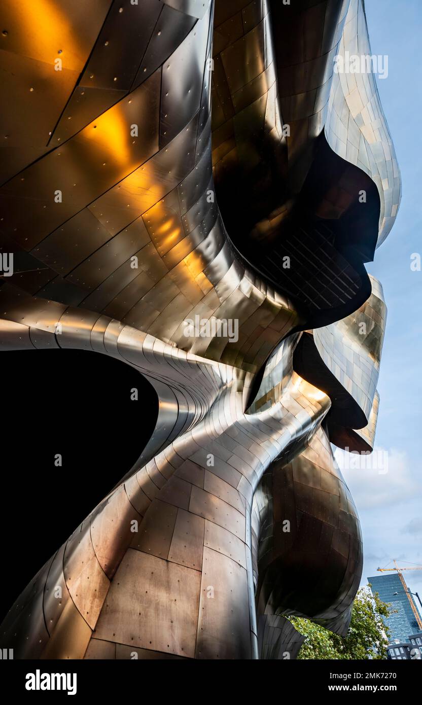 Corrugated coloured exterior facade of the Museum of Pop Culture ...