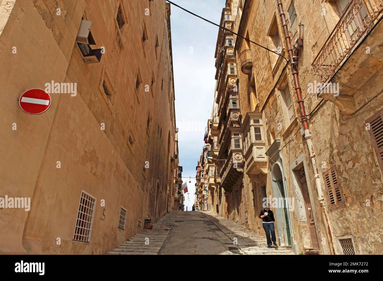 Archbishop Street, from St Barbara Bastion up many steps to Misrah San ...