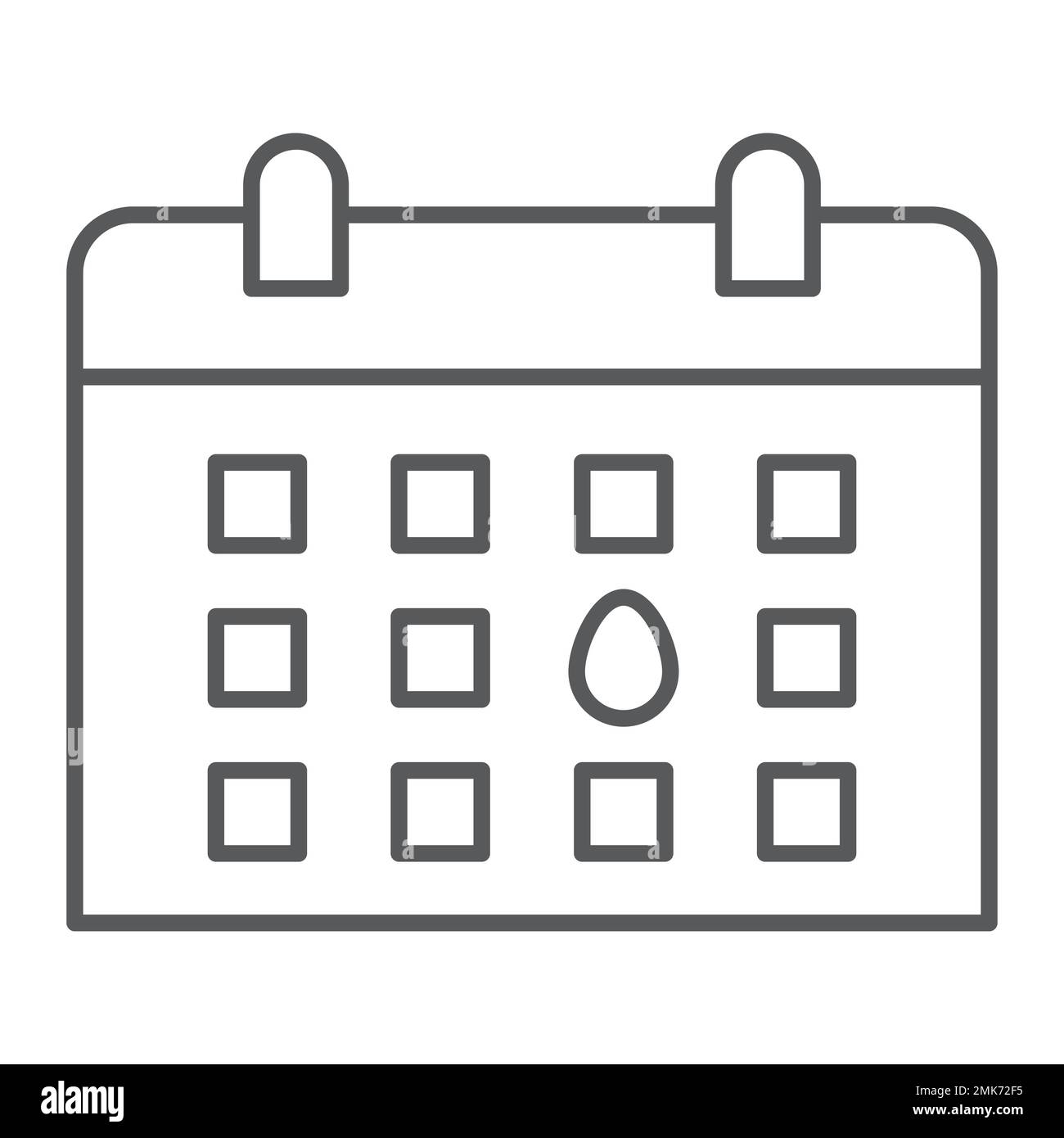 Calendar thin line icon, month and day, reminder sign, vector graphics ...