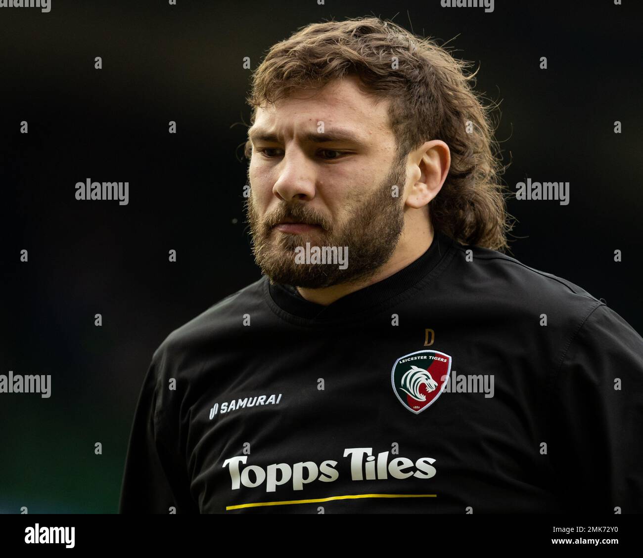 Harry Wells of Leicester Tigers during the pre-match warm-up ahead of ...