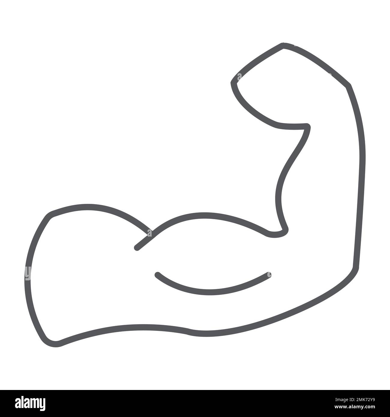 Muscles thin line icon, power and bodybuilding, muscular arm sign ...