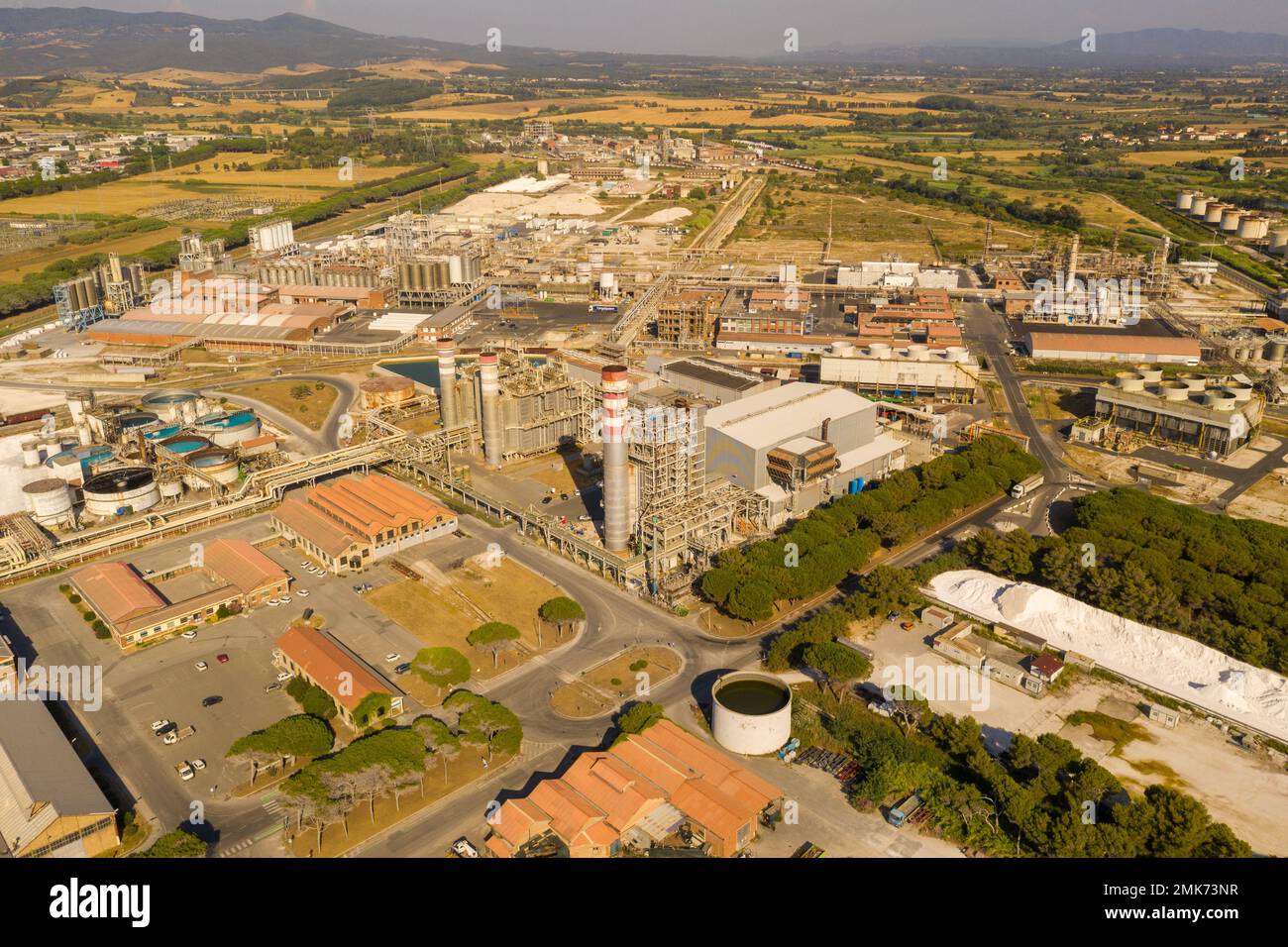 Drone photography of big chemical factory during summer day Stock Photo ...