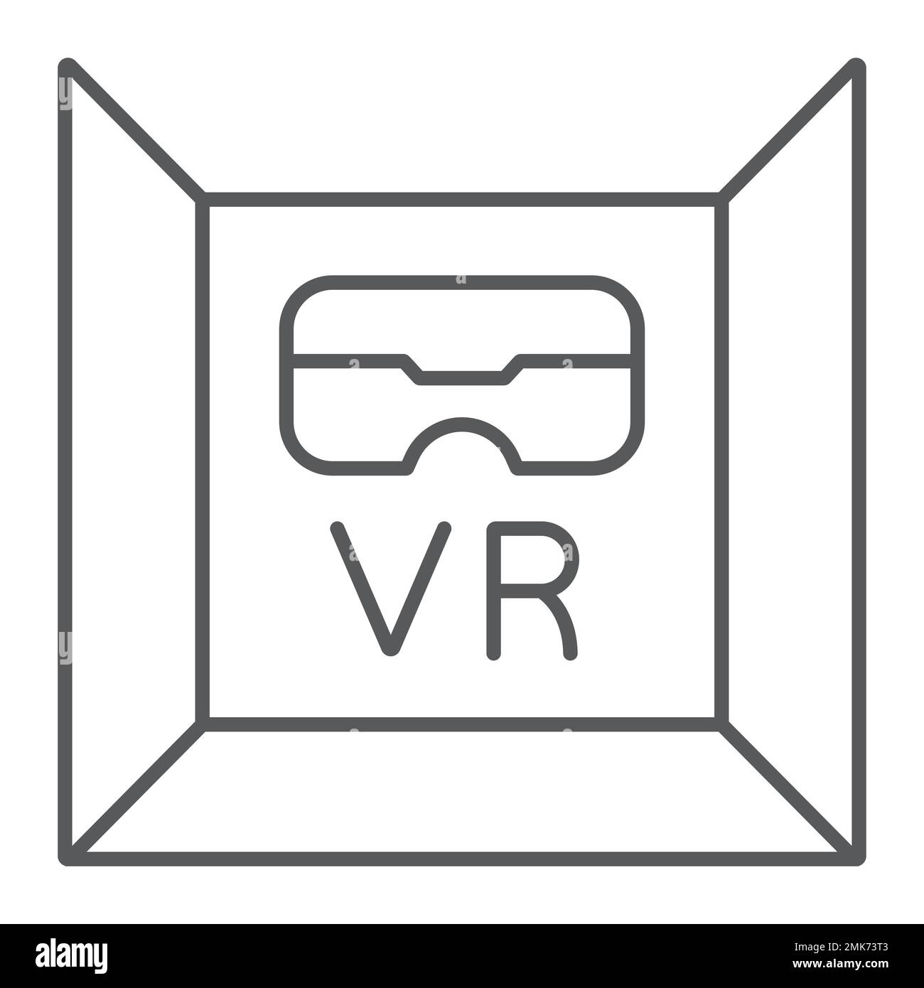 VR room thin line icon, gaming and technology, virtual reality space ...
