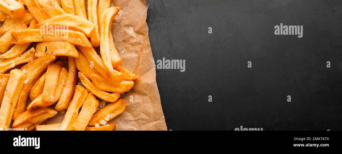 top view french fries paper with . High resolution photo Stock Photo ...
