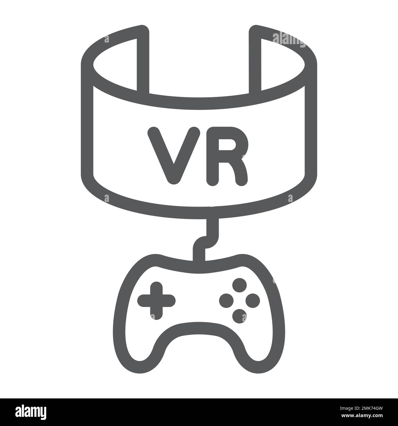 VR gaming line icon, device and entertainment, virtual reality headset ...