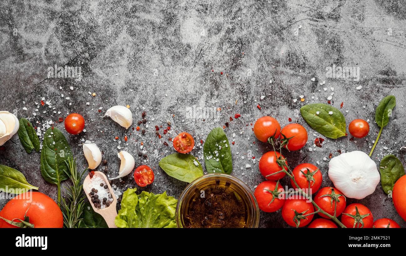 top view arrangement healthy food immunity boosting. High resolution ...