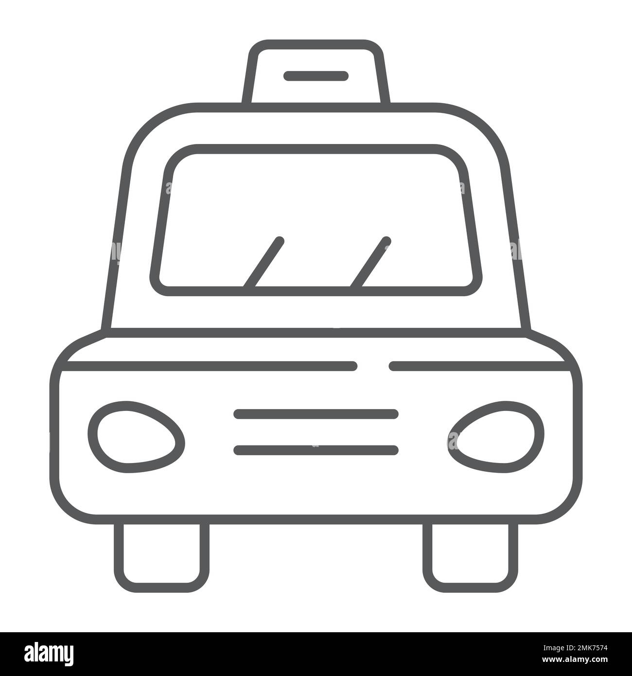 Taxi thin line icon, transport and car, cab sign, vector graphics, a ...