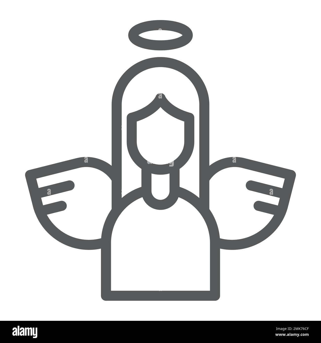 Angel line icon, decoration and peace, holy sign, vector graphics, a ...