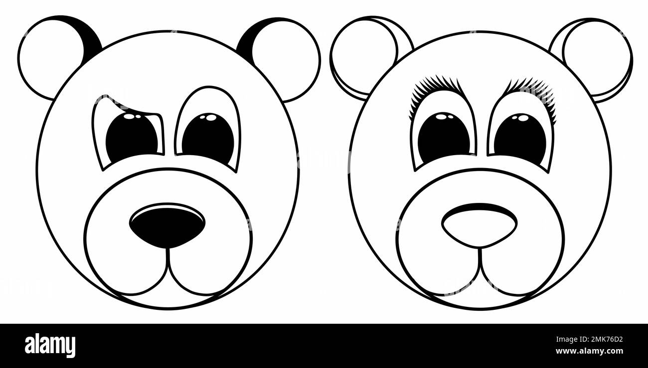 set girl and boy bear line art, you are free to give color to this bear ...
