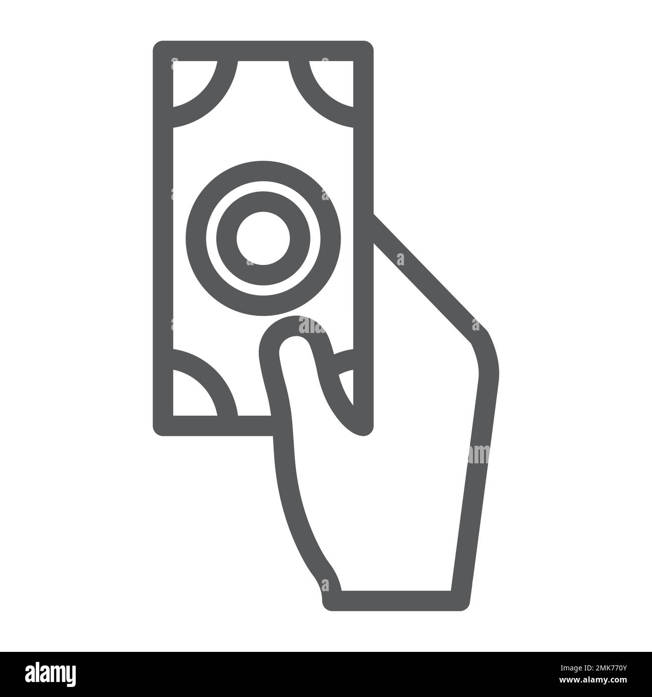 Payment line icon, finance and pay, hand and money sign, vector ...