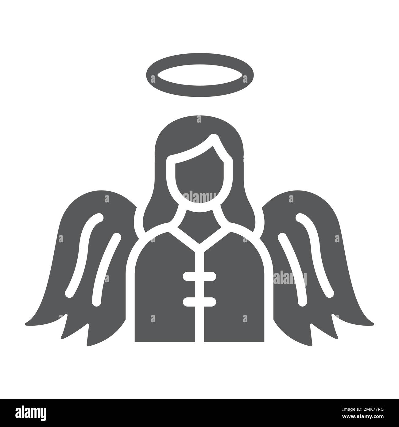 Angel glyph icon, religion and heaven, character sign, vector graphics ...