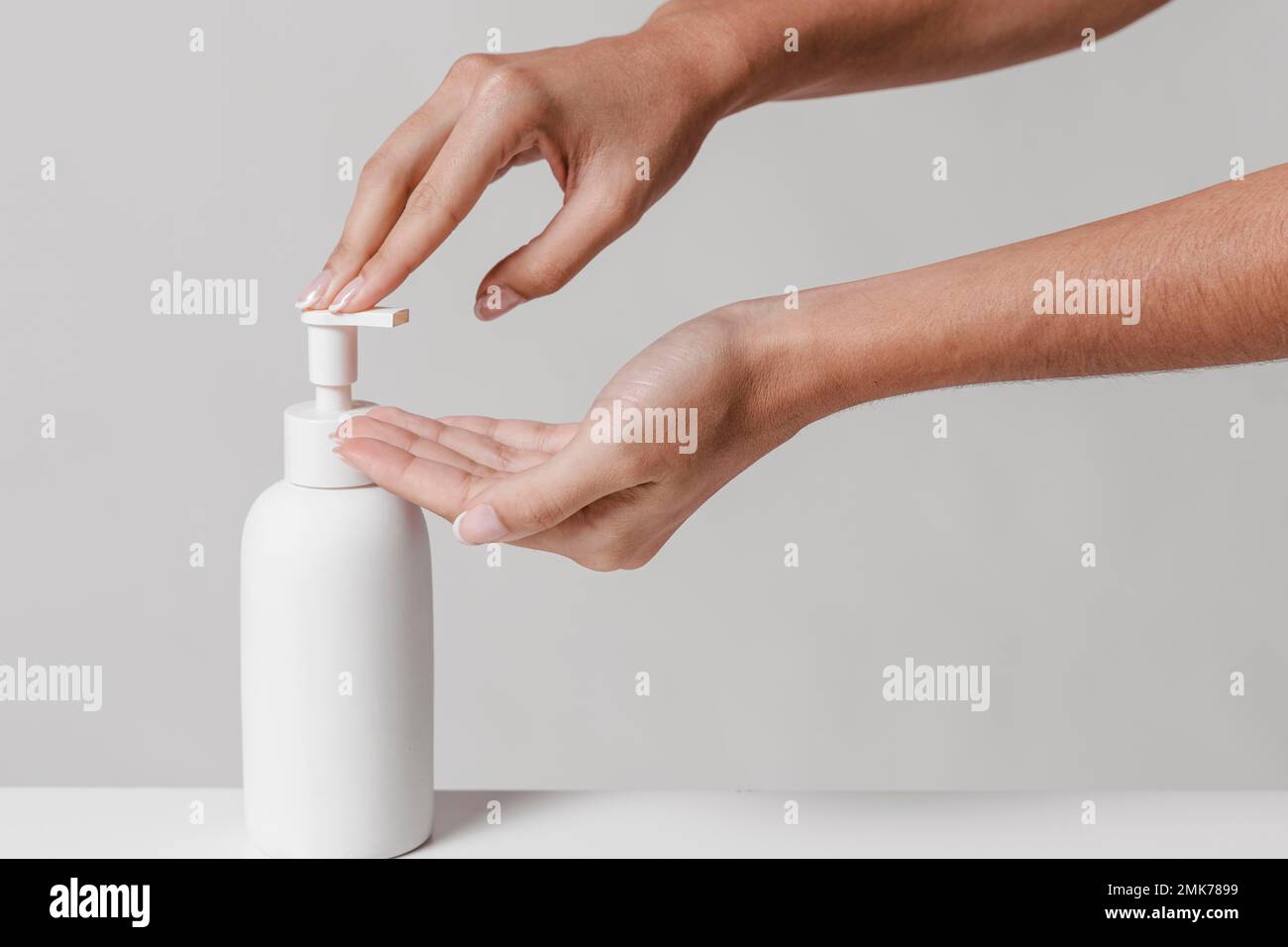 woman using liquid soap copy space. High resolution photo Stock Photo ...