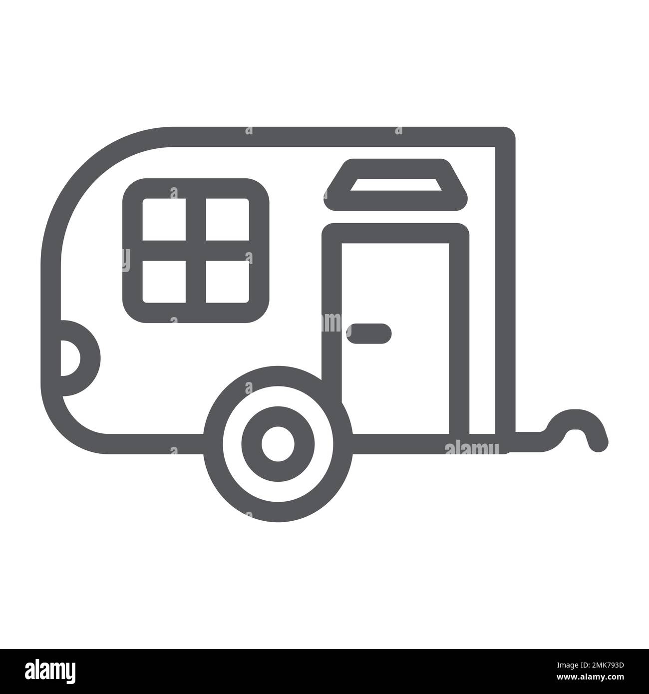 Trailer line icon, car and travel, vehicle sign, vector graphics, a ...