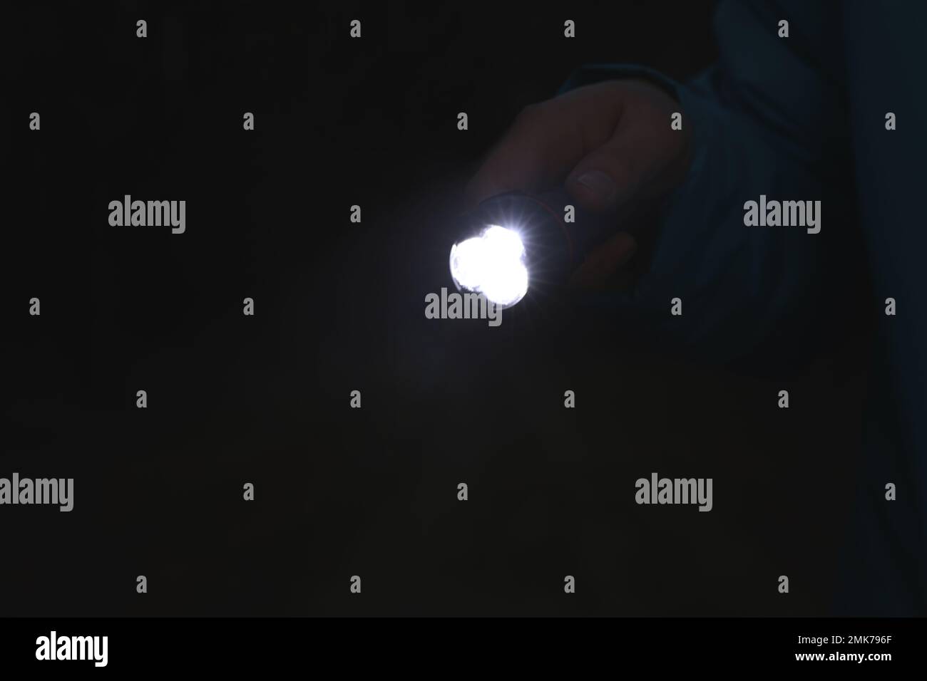 Man holding torch flashlight hi-res stock photography and images - Alamy