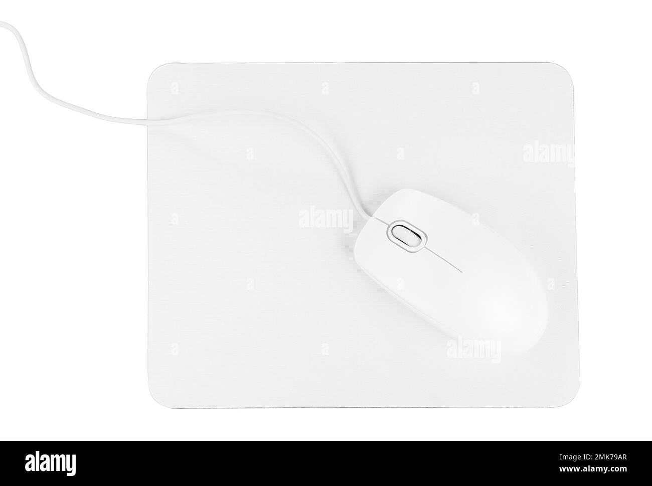 Modern wired optical mouse and pad isolated on white, top view Stock ...