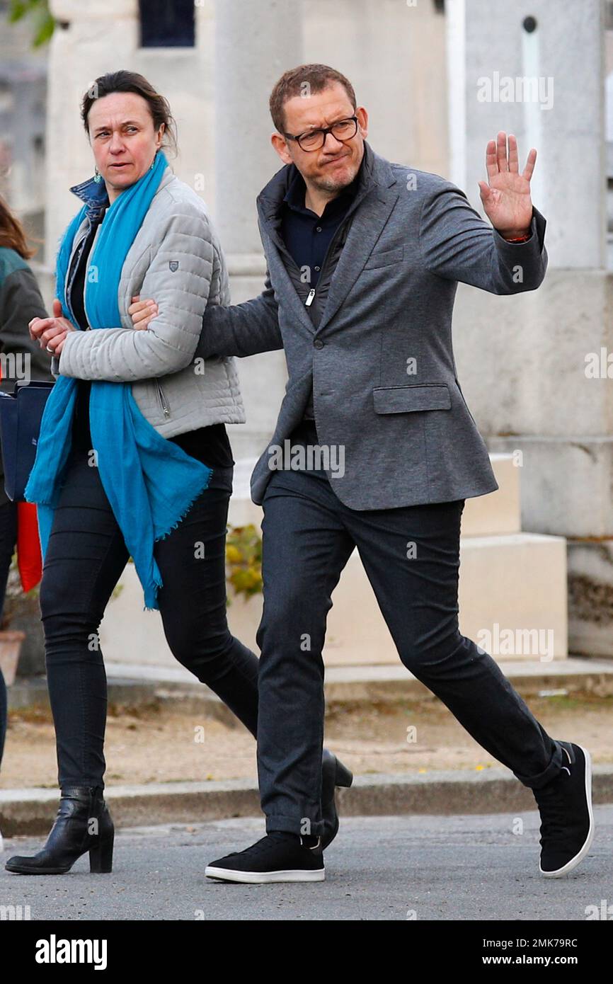 French actor and director Dany Boon, right, arrives for the funeral ...