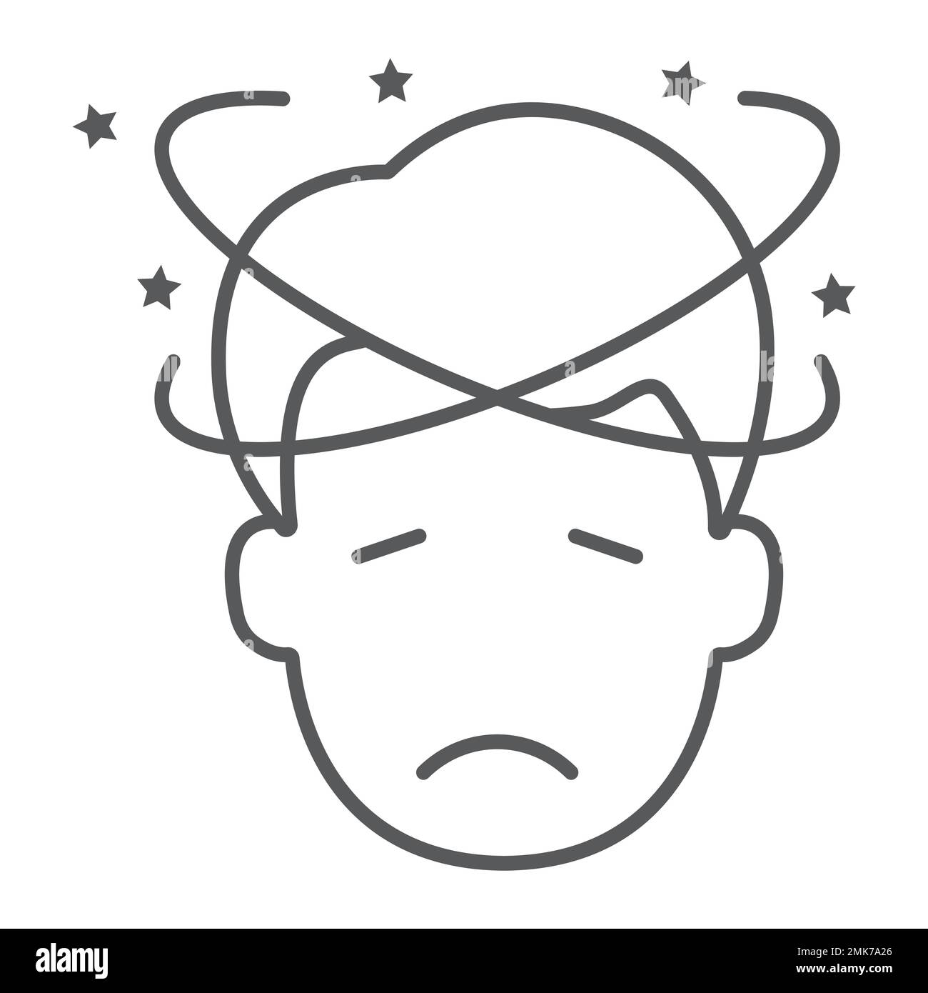 Dizziness thin line icon, stress and human, confused man sign, vector ...