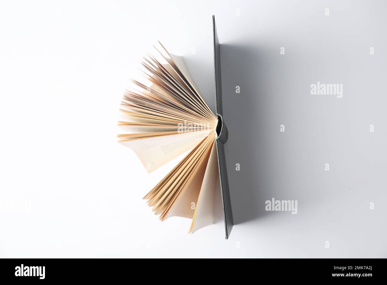 Open book on white background, top view Stock Photo - Alamy