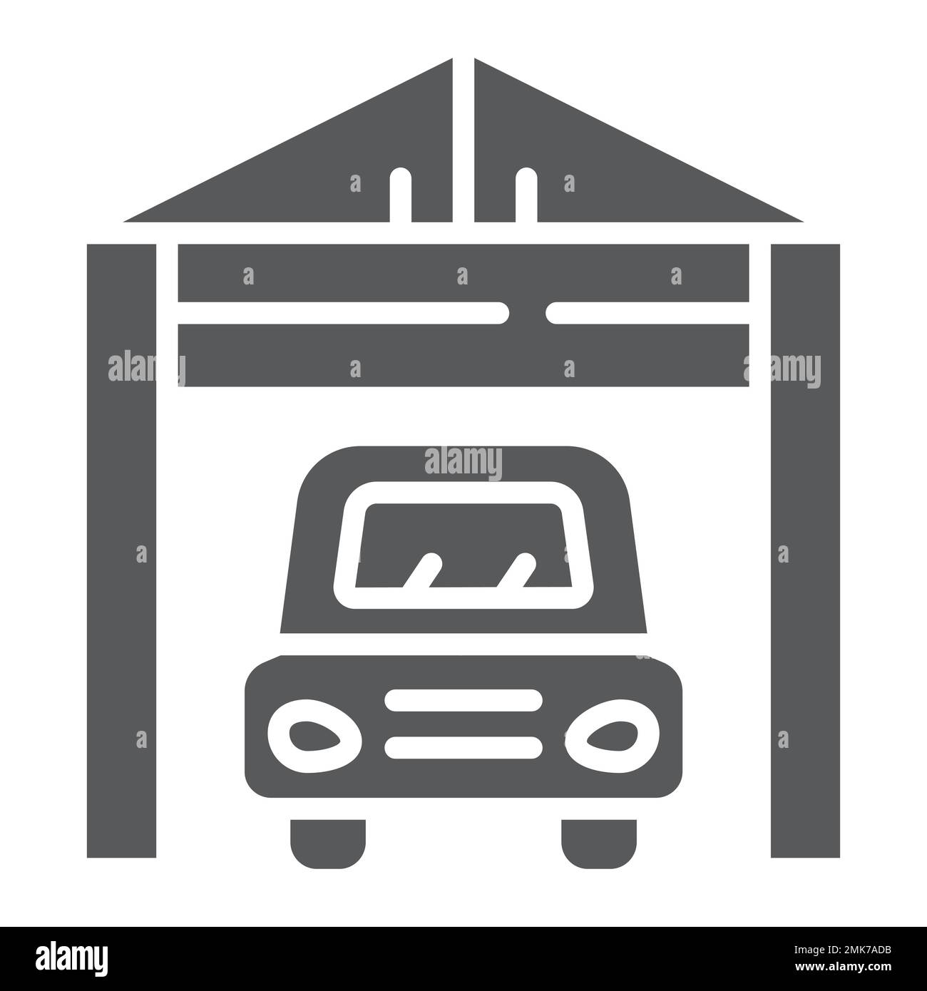 Garage glyph icon, auto and parking, car house sign, vector graphics, a ...